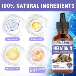 Atrilly Cat Melatonin, Melatonin for Cats, Natural Cat Calming Drops, Anxiety & Stress Relief, Promote Relaxation & Deep Sleep for Cat & Dog, 60ml, Purple