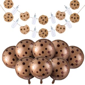 jellyarch 10 pcs cookies and milk party decorations include 8 pcs 21 inch chocolate chip cookie balloons and 2 pcs cookies milk birthday party garland for cookie birthday decorations baby shower