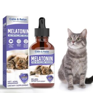 atrilly cat melatonin, melatonin for cats, natural cat calming drops, anxiety & stress relief, promote relaxation & deep sleep for cat & dog, 60ml, purple