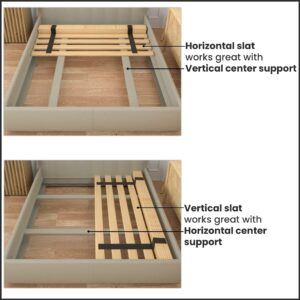 Continental Mattress, 0.68-Inch Horizontal Wooden Bunkie Board/Bed Slats, Enhance Mattress Support, Full(54"), Beige