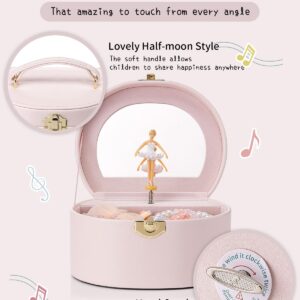 Vlando Musical Jewelry Box for Girls, Small Kid Music Box with Ballerina for Birthday Bedroom Decor, Gifts for Girls Kids - Light Pink