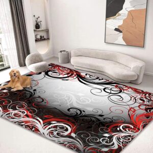 area rug 5'x4' carpet for bedroom living room kids nursery room home decor soft rugs mat non slip black red