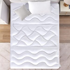 bdeus twin xl mattress topper, mattress protector for college dorm, breathable dorm bed topper with deep pocket, college dorm room essentials, extra long twin mattress pad - 39"x80" white