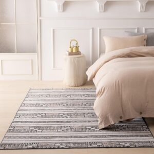 Serenhom 5x7 Ultra Soft Shaggy Area Rug - Non-Shedding, Machine Washable, Non-Slip Moroccan Carpet for Living Room, Bedroom, Dorm, Kitchen, Bathroom, Office - Boho Dark Grey Home Decor