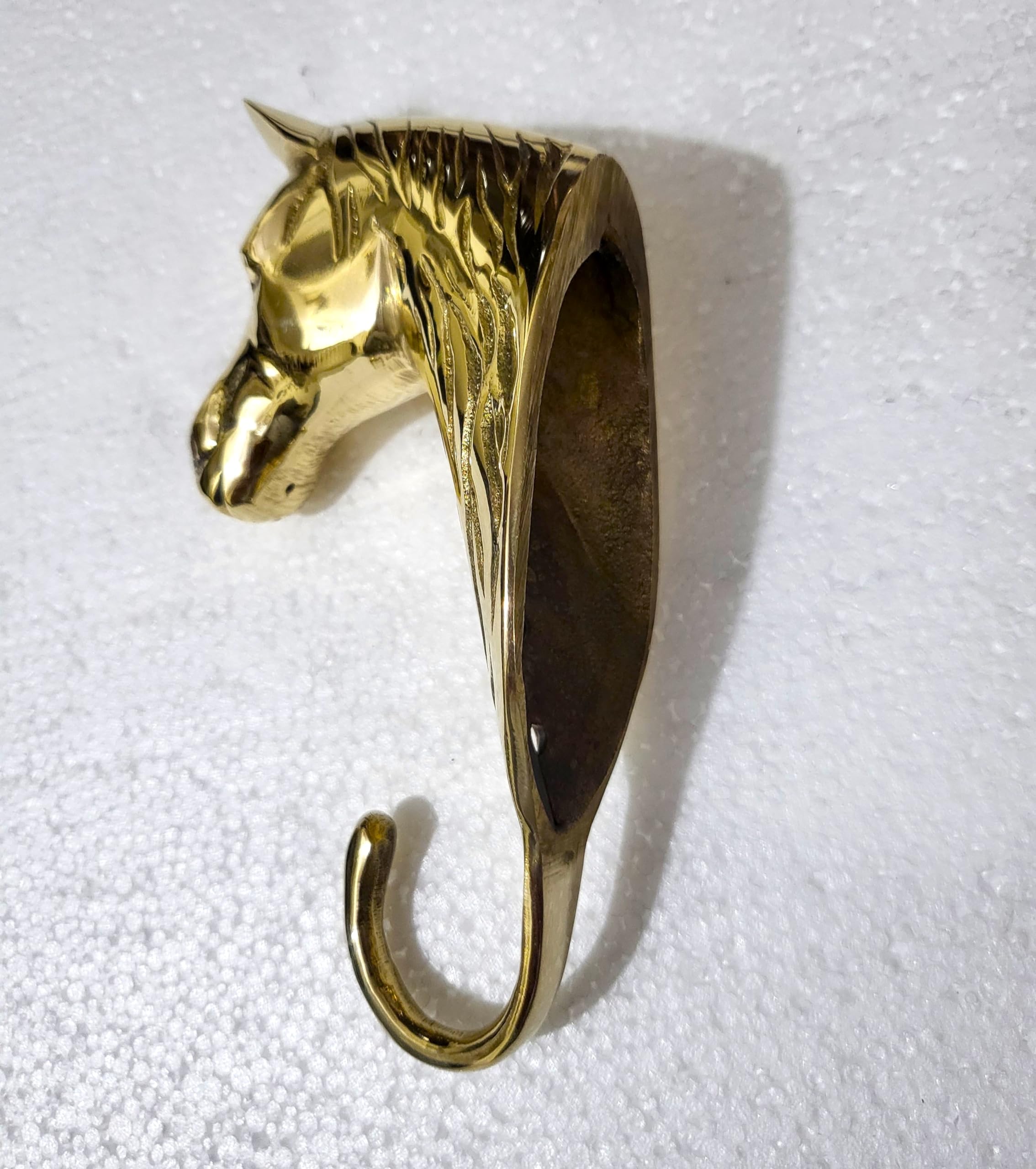 Brass Horse Head Wall Mount Hooks Set of 2 Pieces Sculpture Unique A Excellent Item for Home | Office | Restaurant Decorative Item Statue Coat Hook by INDIAART12