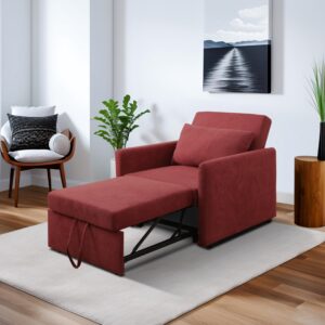 sofa bed, convertible futon sleeper cama chair couch adjustable small recliner armchair lint adults pull out sofabed for living room