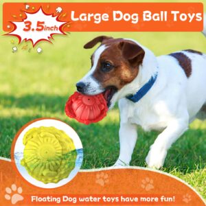 WOWBALA Dog Ball Toys 2Pack : Large Dog Chew Toys for Aggressive Chewers - Tough Pool Floating Dog Balls - Hard Rubber Dog Squeaky Toys for Small,Medium,Large Dogs