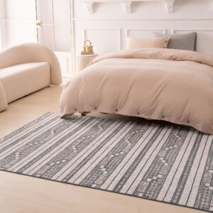 Serenhom 5x7 Ultra Soft Shaggy Area Rug - Non-Shedding, Machine Washable, Non-Slip Moroccan Carpet for Living Room, Bedroom, Dorm, Kitchen, Bathroom, Office - Boho Dark Grey Home Decor