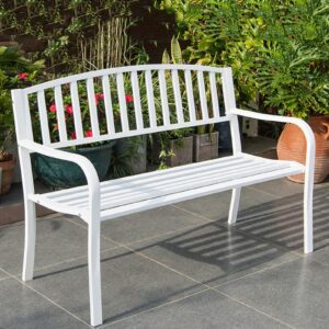 outdoor bench weatherproof,garden benches seat chair,heavy-duty metal loveseat,outdoor seating,outdoor furniture suitable for parks, shopping malls, streets and communities ( color : white 1 , size :