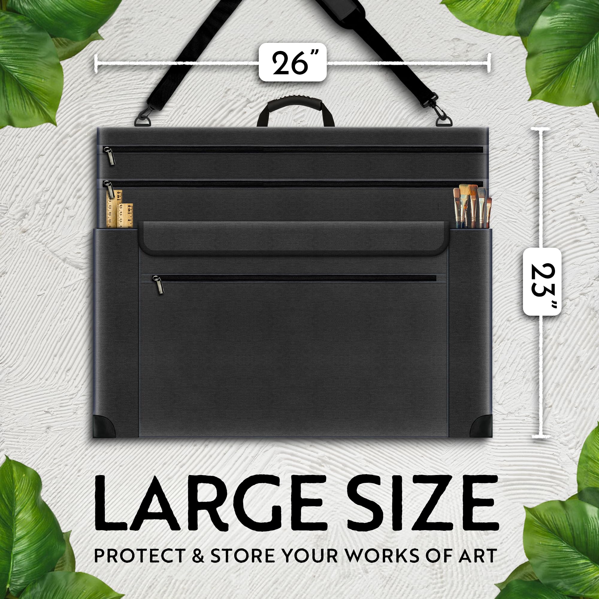 Generic Portafolio for Artwork,Tote Bag, 23x26 inches, Large Carrying Case with Handle and Adjustable Shoulder Strap,Artist Portfolio Case with 5 Storage Bag,Black Carring Storage Case For Art Poster