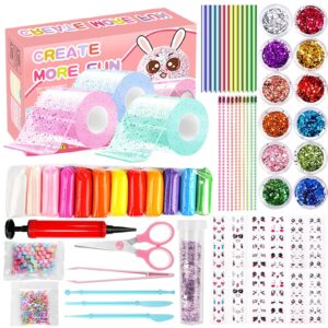 62 pcs nano tape bubble kit, double sided elastic adhesive tape bubbles, handmade diy nano anxiety relief stress balls toys for boys girls, kids crafts party favors with glitter decorative supplies