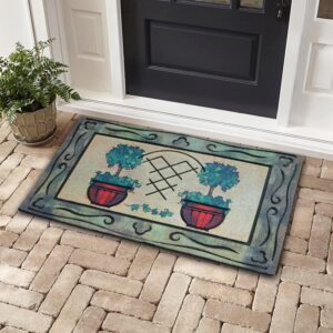 CHICHIC Door Mat, Welcome Mat 18x 30 Inch Front Door Mat Outdoors for Home Entrance Outdoors Mat for Outside Entry Way Doormat Entry Rugs, Heavy Duty Non Slip Rubber Back Low Profile, Pot Plant