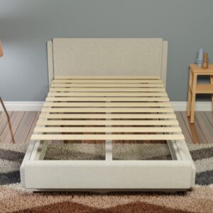 Mattress Comfort, 0.68-Inch Heavy Duty Horizontal Wooden Bunkie Board/Bed Slats, King, Beige