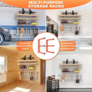 Ultrawall Lumber Storage Rack Wall Mount Wood Storage Racks, Metal Wood Organizer Racks for Shed, Workshop, Garage, Holds Up 220 LBS Per Level (Pack of 2, Orange)