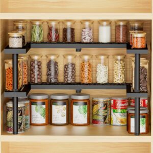 gaussra spice rack organizer for cabinet, 2 tiers expandable & stackable metal seasoning organizer, premium spice organization for cabinet in home organization