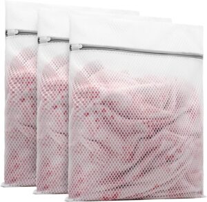 3pcs durable fine mesh washer bags for delicate clothes. suitable for full-size washing machines and portable washing machines, 12 x 16 inches (xyd-6)