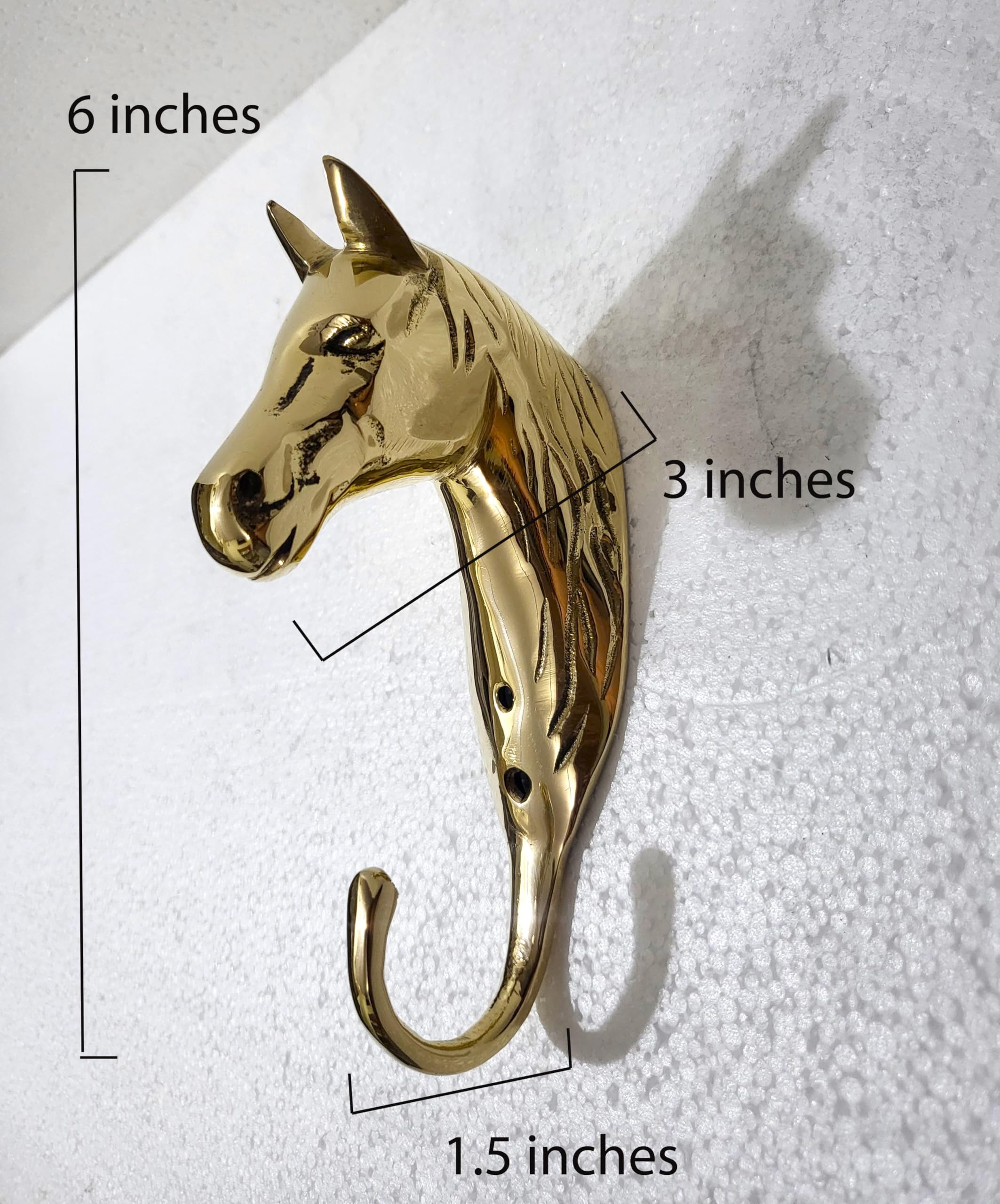 Brass Horse Head Wall Mount Hooks Set of 2 Pieces Sculpture Unique A Excellent Item for Home | Office | Restaurant Decorative Item Statue Coat Hook by INDIAART12