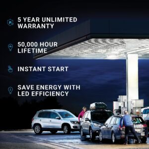 Parmida (4 Pack) LED Canopy Light, Wattage Selectable (200/250/300W), ETL, Dimmable, 100-277VAC, IP65 Waterproof, 5700K, 16.5” x 16.5”, Gas Station, Garage, Street, Outdoor Lighting, Commercial Grade