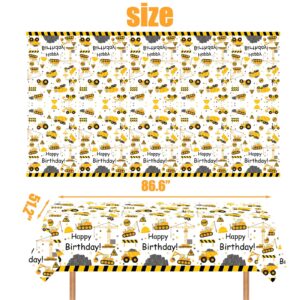 Letromp Construction Birthday Tablecloth Dump Truck Table Covers for Construction Theme Boys Baby Shower 1st 2nd 3rd 4th Bday Party Table Supplies Decorations