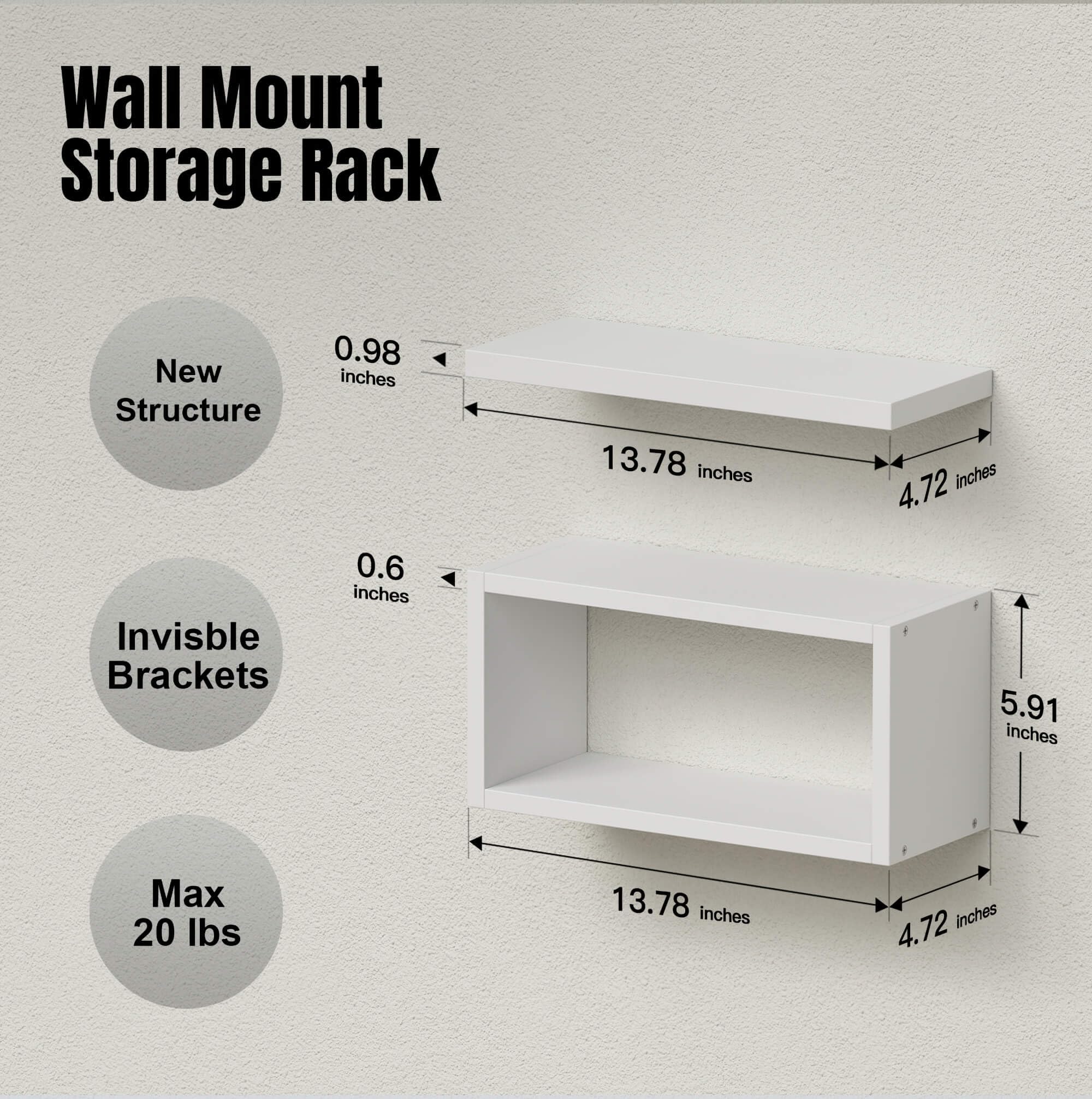 RICHER HOUSE Floating Shelves Bathroom, White Floating Shelves for Wall, Above Toilet Bathroom Shelves, Wall Mounted Hanging Shelves for Bedroom, Kitchen, Living Room, Bathroom Decor - White