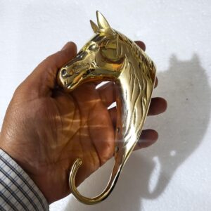 Brass Horse Head Wall Mount Hooks Set of 2 Pieces Sculpture Unique A Excellent Item for Home | Office | Restaurant Decorative Item Statue Coat Hook by INDIAART12