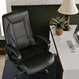 ELABEST Comfy Office Chair with Padded Armrests,High Back Leather Office Chair,Ergonomic Office Chair,Big and Tall Comfortable Executive Office Chair,Computer Desk Chair