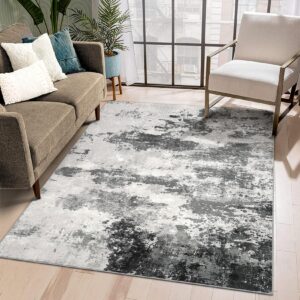 abstract area rug 8'x10', large living room rug machine washable rug modern area rug non-slip low pile rugs accent carpet for bedroom, kitchen, home office, gray