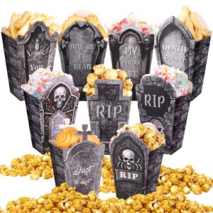 weekgrat 90 pcs 9 styles halloween popcorn boxes mini tombstone cardboard popcorn bags trick or treat snack boxes spooky treat bags for candy popcorn biscuits halloween trick or treat party favors