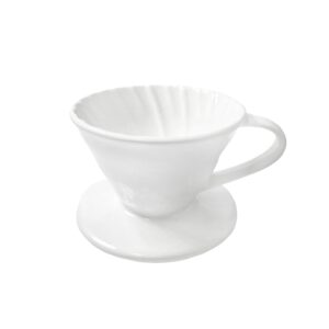 pour over coffee maker, single cup coffee dripper, manual porcelain slow brewing accessories for travel, camping, office, home, cafe, coffee gifts (white, small,1-2cups)