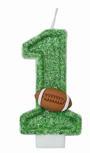 1Pc Green Football Birthday Number Candles for Cake Green Number 1 Candle 1st Football Cake Topper for Party Anniversary Decorations Use Safety and Easy,Specialty Candles