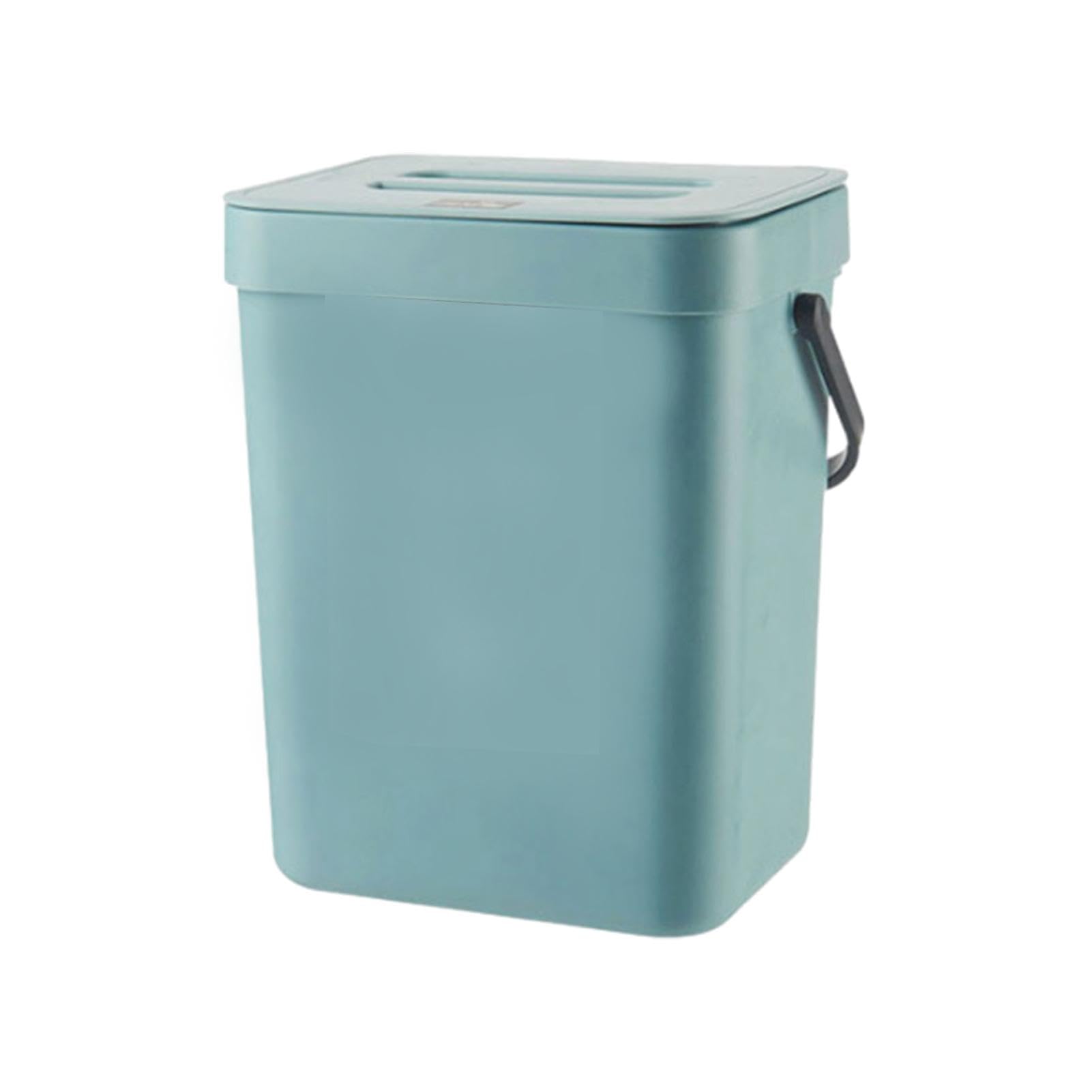 1/2 Hanging Trash Can - Mountable Small Waste Bin, Countertop Compost Bin with Lid | Portable Food Waste Bucket, Household Wall Mounted Garbage Can for Counter Top & Under Sink, PP, Blue,3L