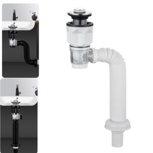 wuyue hua bathroom sink drain kit with flexible expandable p-trap sink drain pipe tube anti-odor bathroom sink drain pipe for 1-1/4",1-1/2" and 2'' drain hole (bounce style)