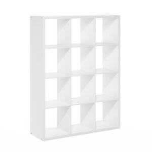 furinno cubicle open back decorative cube storage organizer, 12-cube, white