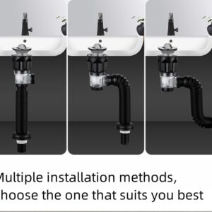 Wuyue Hua Bathroom Sink Drain Kit with Flexible Expandable P-Trap Sink Drain Pipe Tube Anti-Odor Bathroom Sink Drain Pipe for 1-1/4",1-1/2" and 2'' Drain Hole (Bounce Style)