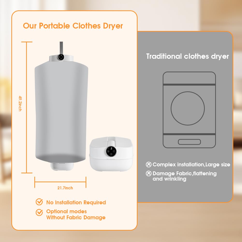 Portable Clothes Dryer, Mini Laundry Dryers with Timer, Foldable Electric Laundry Dryer Machine for Apartment, Home, Travel, Dorm, Camping, RV