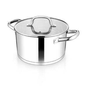 teamfar 5 qt stock pot, tri-ply bottom stainless steel stockpot cooking soup pasta pot with lid for gas/induction/electric stoves, non-toxic & heavy duty, double handles & dishwasher safe