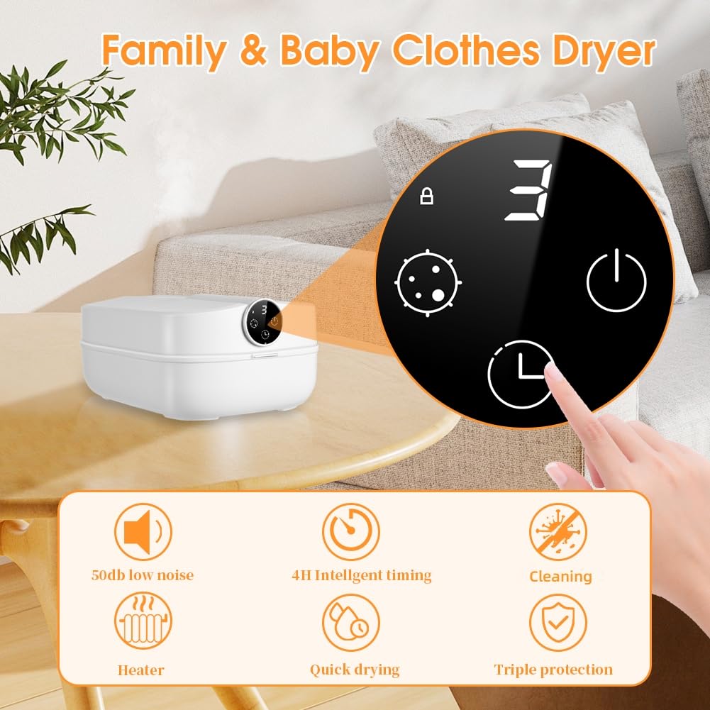 Portable Clothes Dryer, Mini Laundry Dryers with Timer, Foldable Electric Laundry Dryer Machine for Apartment, Home, Travel, Dorm, Camping, RV