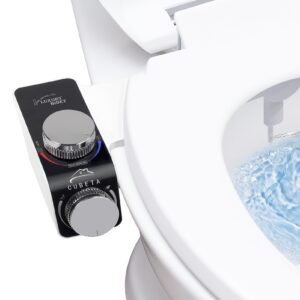 cubeta bidet attachment for toilet, non-electric cold and hot water bidet toilet seat attachment with adjustable water pressure and temperature, self-cleaning dual nozzles