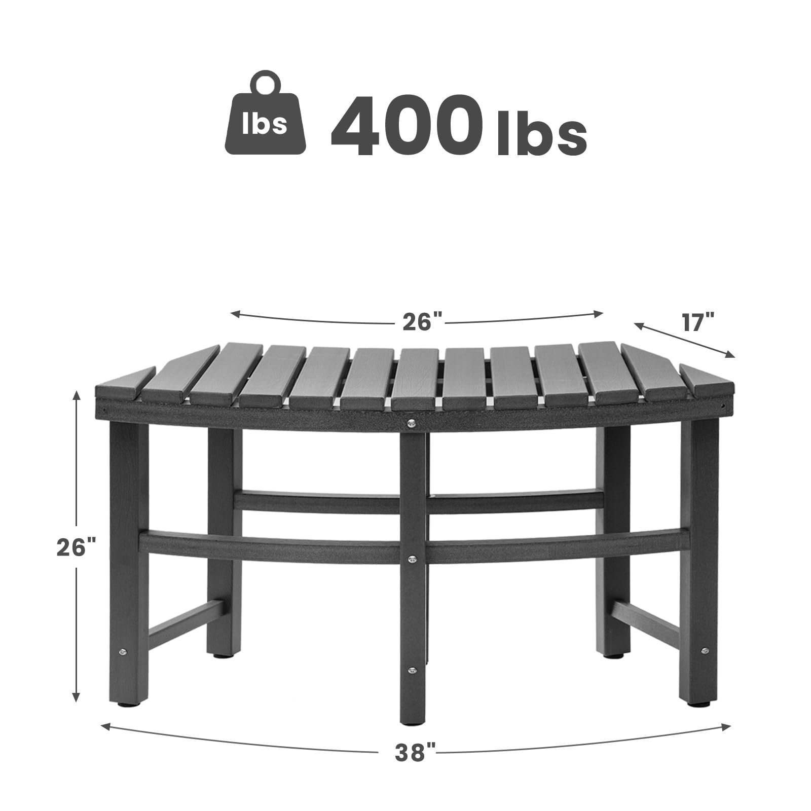 Display Riser Hot Tub Table for Outside 26" H, HDPE Spa Surround Bench, Weather Resistant Waterproof Outdoor Curved Pool Bench, Grey