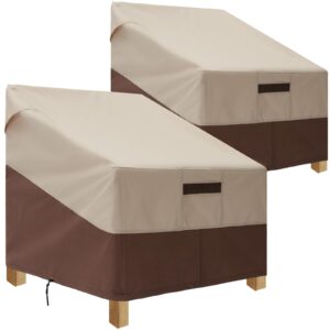 comfyard heavy duty outdoor chair covers waterproof 2 packs, uv-resistant patio lawn chair covers fits up to 36" w x 37" d x 36" h lounge deep seat cover brown & beige