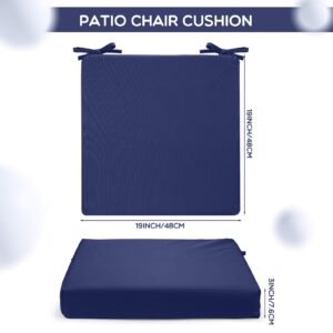 Preboun 12 Pack Outdoor Chair Cushions, 19" x 19" x 3" Patio Chair Cushion Waterproof Outdoor Seat Cushions with Ties Replacement Chair Pad for Patio Furniture Garden Sofa Couch Chair Pads (Navy Blue)