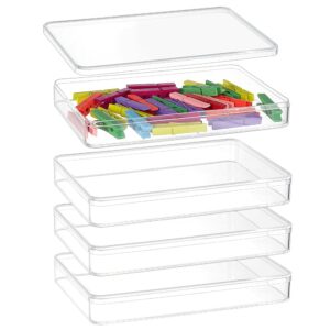 benecreat 4pcs acrylic storage boxes with lids, 7x4.6x1inch rectangle storage containers, storage display box for wedding, party, treats, jewelry accessories