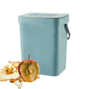 1/2 Hanging Trash Can - Mountable Small Waste Bin, Countertop Compost Bin with Lid | Portable Food Waste Bucket, Household Wall Mounted Garbage Can for Counter Top & Under Sink, PP, Blue,3L