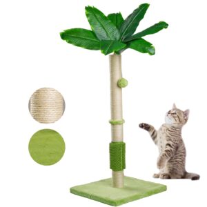 meowhomm 40" tall cat scratching post,cat bird of paradise palm tree for indoor cats with natural sisal scratch pole hanging sisal ropes and balls