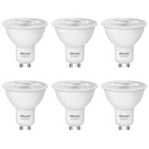 dicuno gu10 led bulb, 40w equivalent, warm white 2700k, 450lm, mr16 gu10 led for spotlight, track lighting, 5w led light bulb with 38° beam for kitchen, range hood, living room, pack of 6