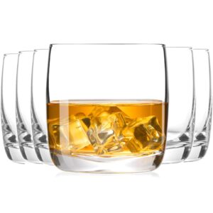 whiskey glasses set of 6, premium crystal bourbon glass, 10.5 oz drinking glasses for scotch, cocktail, whisky and juice, transparent rocks glasses tumbler, dishwasher safe glassware