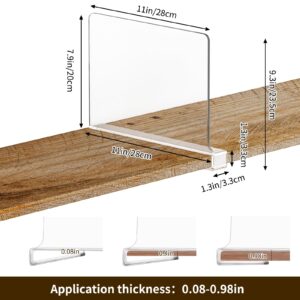 Fixwal 6 PCS Acrylic Shelf Dividers for Closet Organization Clear Shelf Divider for Closet Organizers and Storage Shelf Organizer for Closet, Bedroom, Kitchen, Office, Cabinets, Bathroom