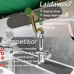 Laidawoo Kitchen Faucet Absorbent Mat, Diatomite Splash Guard for Sink Faucet, Faucet Mat for Kitchen Sink, Diatomaceous Earth Fast Drying Stone Sink Tray,Quick-Drying Water Absorbing Stone Tray