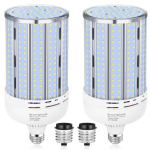 xycn 2 pack 200w corn led light bulb fanless,29,500lm 5000k daylight(2000 watt equivalent) e26/e39 large mogul base led cob lamp for outdoor indoor garage warehouse factory workshop street backyard