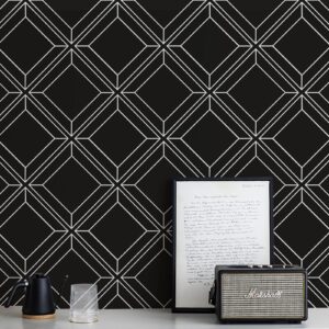 heroad black wallpaper peel and stick geometric contact paper black and white removable wall paper modern contact paper for cabinets and drawers waterproof self-adhesive vinyl roll 17.3” x 78.7”